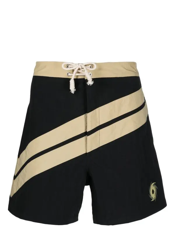 Palm Angels Diagonal-stripe Swim Shorts - Black