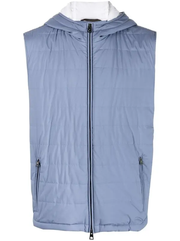 MANZONI 24 Zipped Hooded Gilet - Blue