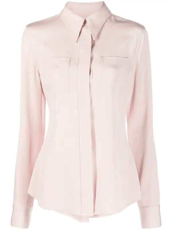 Victoria Beckham Long-sleeve Sheer Shirt - Pink