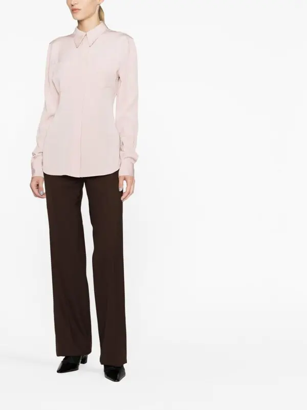 Victoria Beckham Long-sleeve Sheer Shirt - Pink