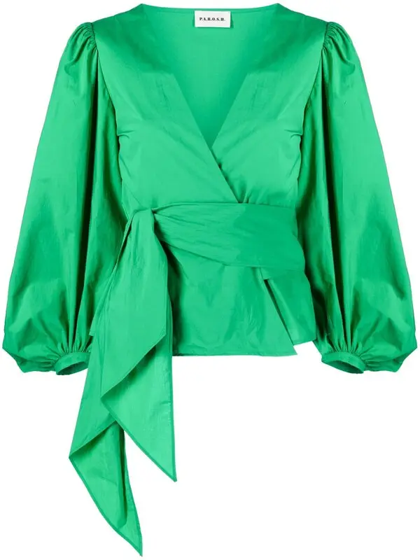 P.a.r.o.s.h Wraparound V-neck Blouse - Green