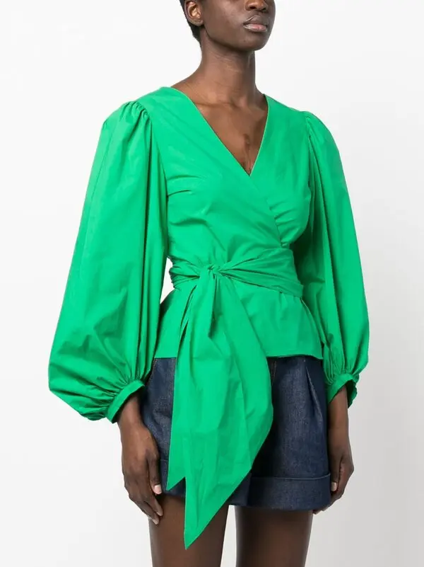 P.a.r.o.s.h Wraparound V-neck Blouse - Green
