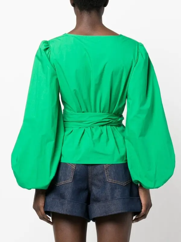 P.a.r.o.s.h Wraparound V-neck Blouse - Green