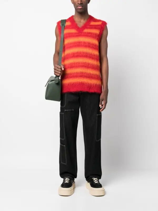 Marni Brushed-mohair Striped Vest - Red
