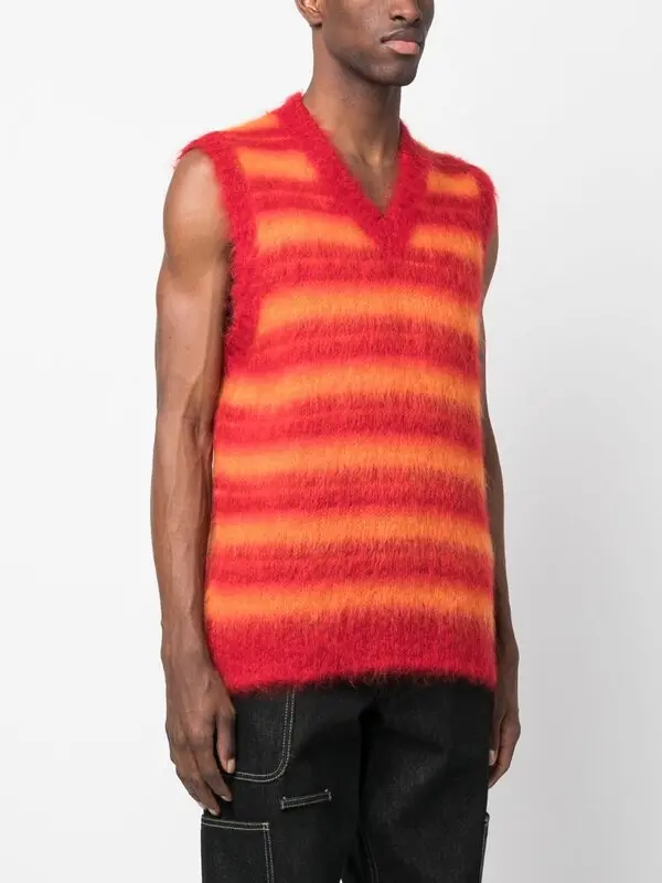Marni Brushed-mohair Striped Vest - Red
