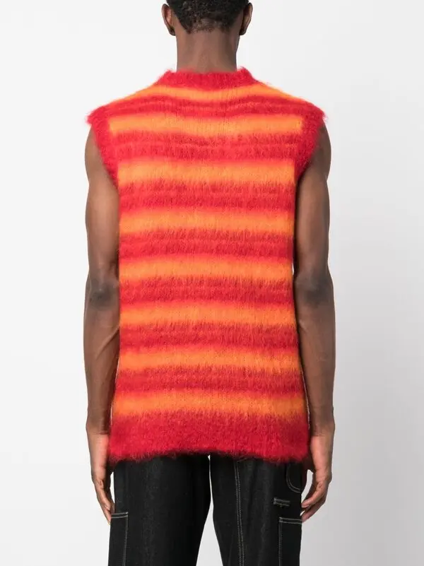 Marni Brushed-mohair Striped Vest - Red