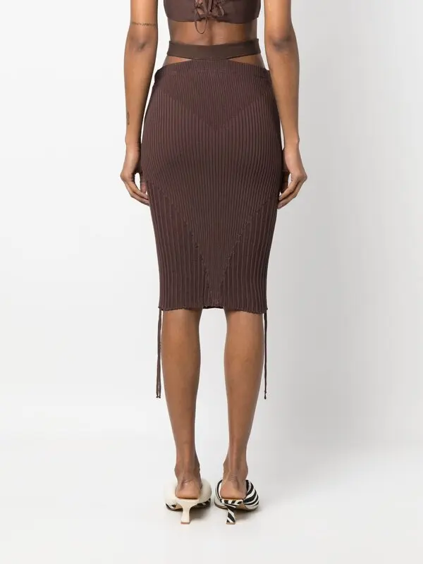 ANDREĀDAMO Ribbed-knit Pencil Skirt - Brown