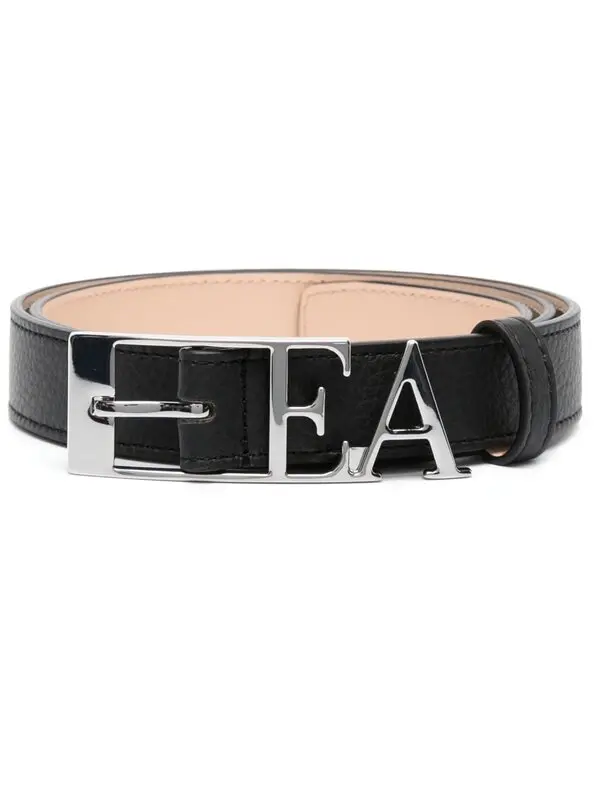 Emporio Armani Logo-lettering Leather Belt - Black