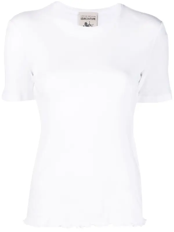 SEMICOUTURE Lettuce-hem T-shirt - White