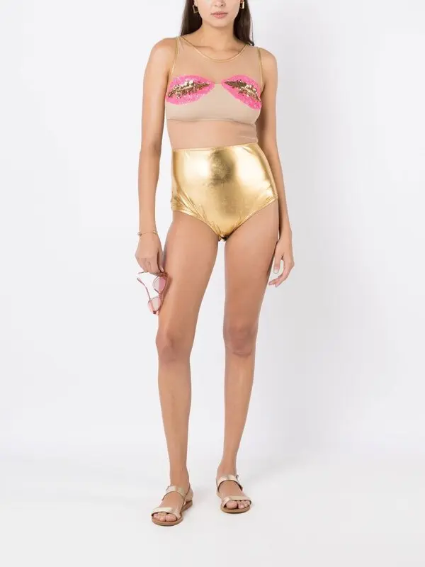 BRIGITTE Lips-embellished One-piece - Gold