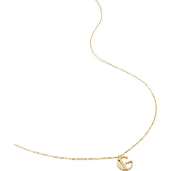 Monica Vinader Initial Pendant Necklace - 18ct Gold Vermeil/ Ss- G