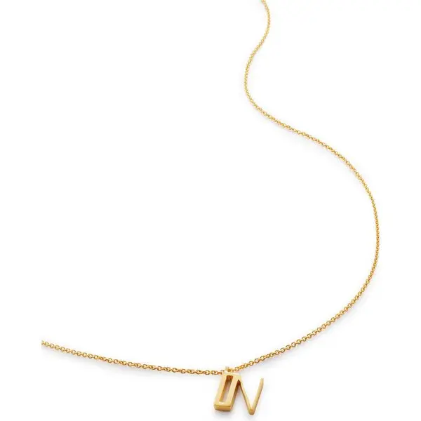 Monica Vinader Initial Pendant Necklace - 18ct Gold Vermeil/ss- N
