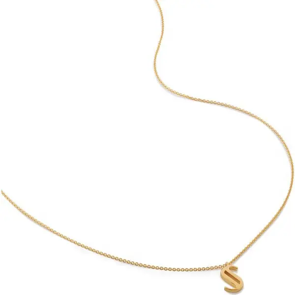 Monica Vinader Initial Pendant Necklace - 18ct Gold Vermeil/ss- S