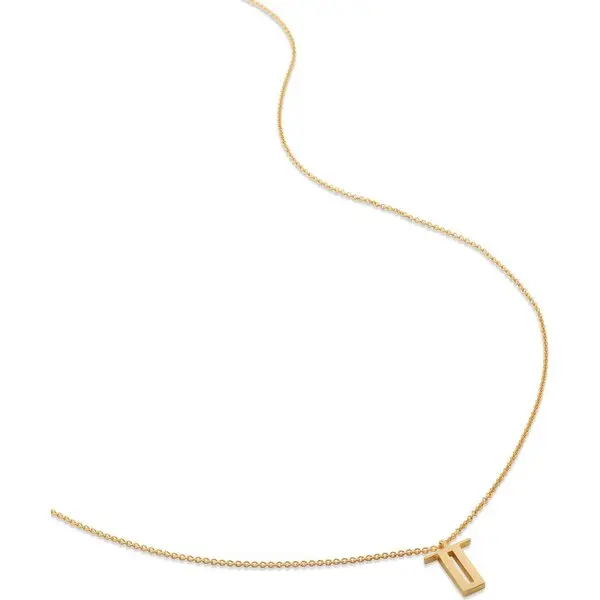 Monica Vinader Initial Pendant Necklace - 18ct Gold Vermeil/ss- T