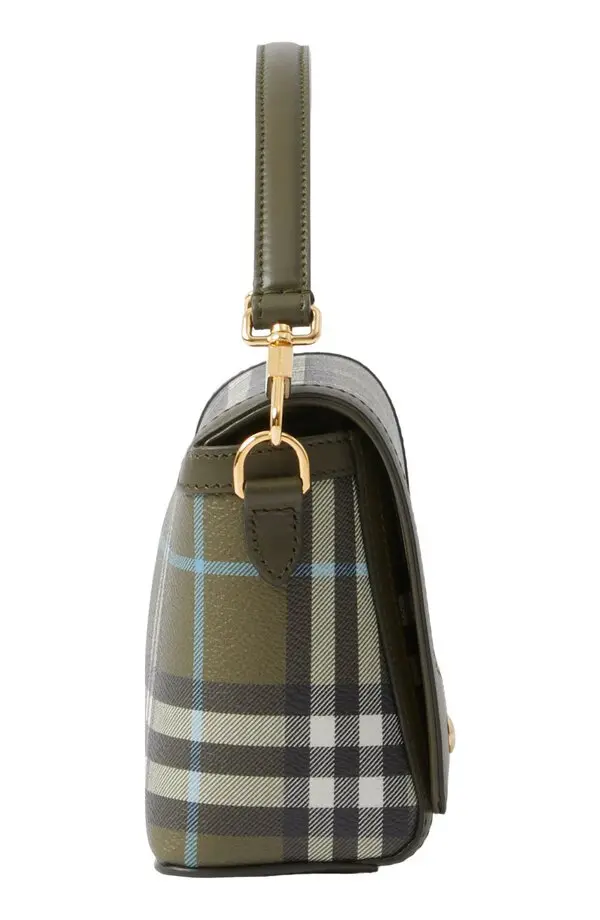 Burberry Check & Leather Crossbody Bag - Olive Green