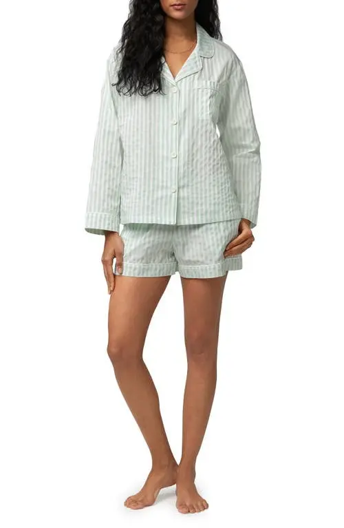 BEDHEAD PAJAMAS Stripe Organic Cotton Short Pajamas - Mint 3d Stripe