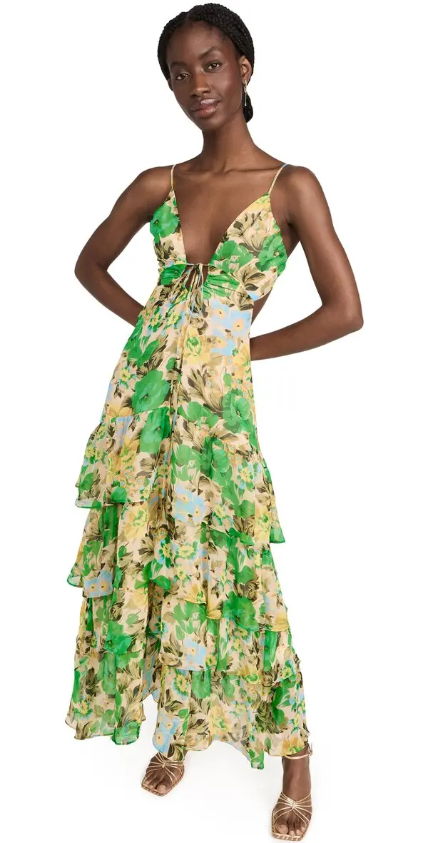 Astr The Label Aneira Dress In Green Multi - 70% Off | Editorialist