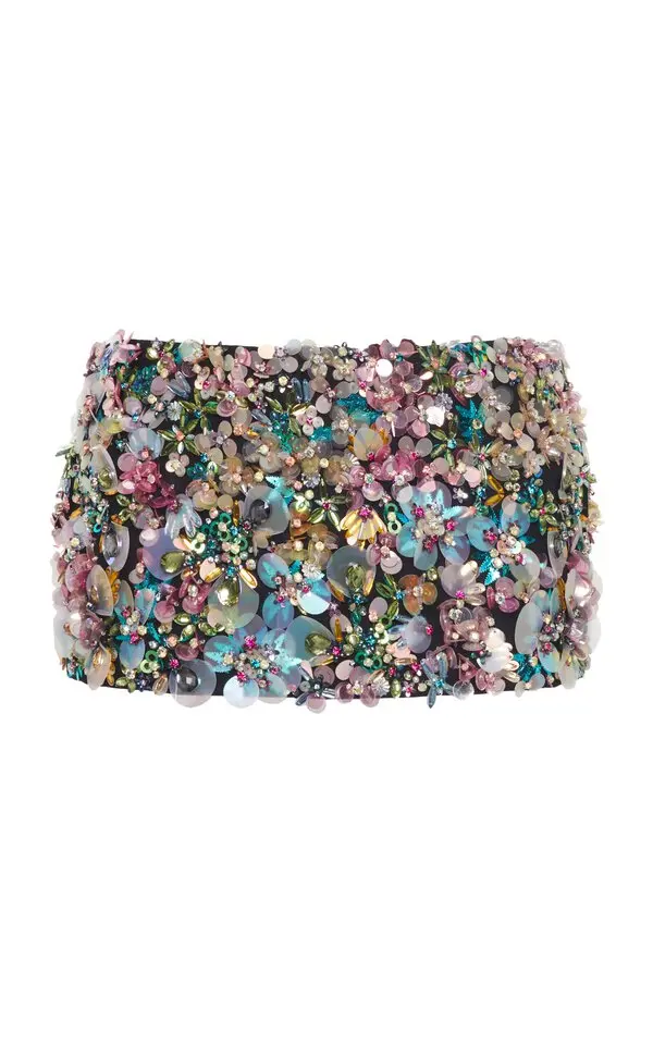 Valentino Garavani Embellished Wool-Silk Mini Skirt In Multi