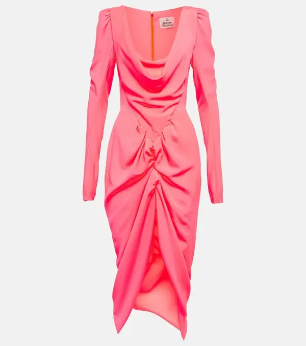 Vivienne Westwood Panther Draped CrêPe Midi Dress In Pink