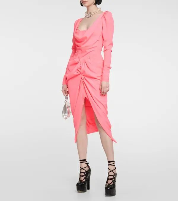 Vivienne Westwood Panther Draped CrêPe Midi Dress In Pink - 40