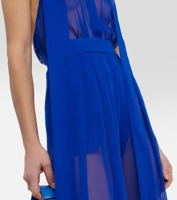 LAQUAN SMITH High-rise Wide-leg Silk Pants