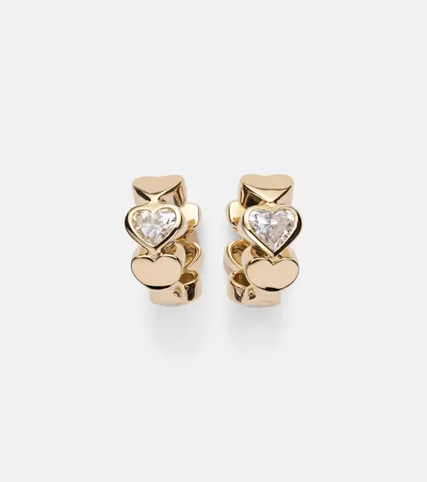 SYDNEY EVAN Heart Diamond 14kt Hoop Earrings - Gold