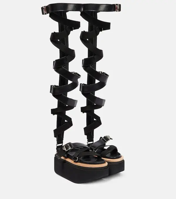 Sacai Lace-up Leather Sandals