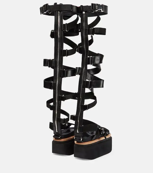 Sacai Lace-up Leather Sandals