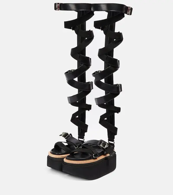 Sacai Lace-up Leather Sandals