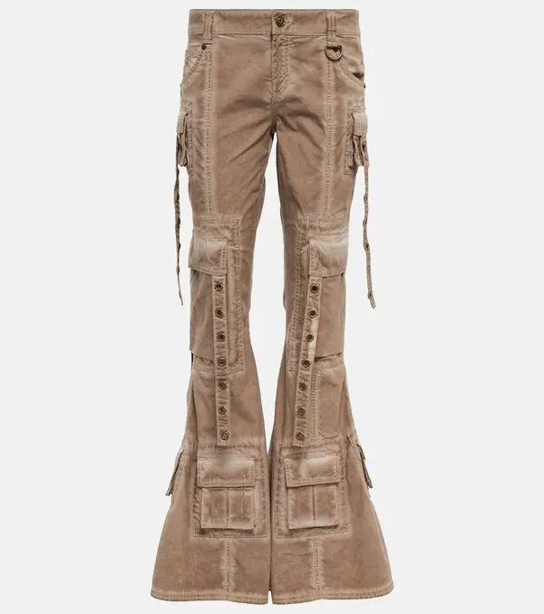 Blumarine Embellished Low-rise Flared Jeans - Neutrals