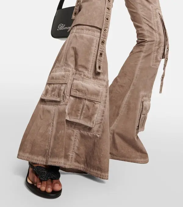 Blumarine Embellished Low-rise Flared Jeans - Neutrals