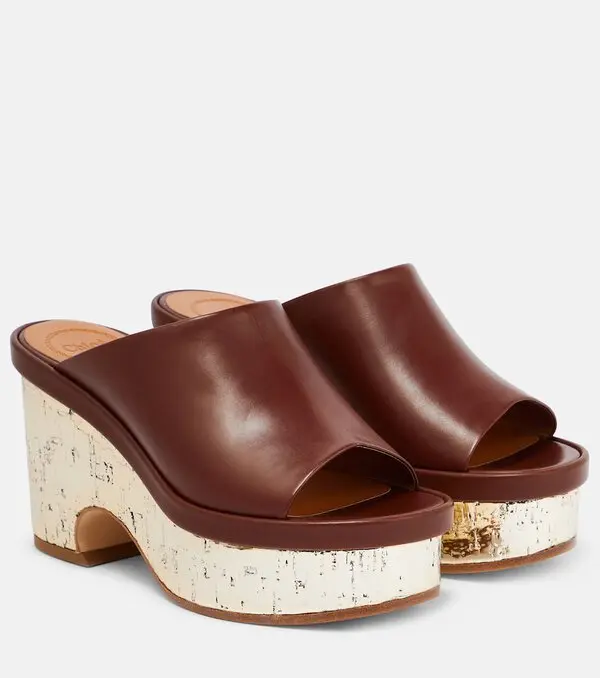 Chloé Oli Leather Platform Mules