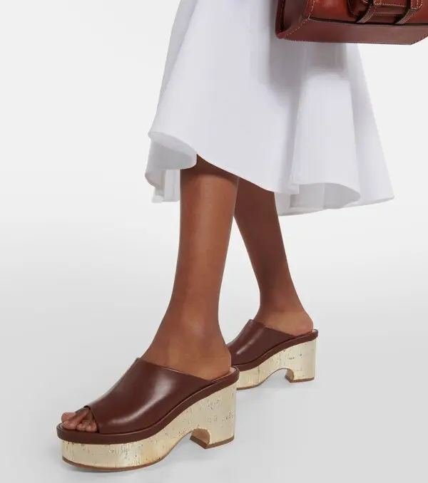 Chloé Oli Leather Platform Mules