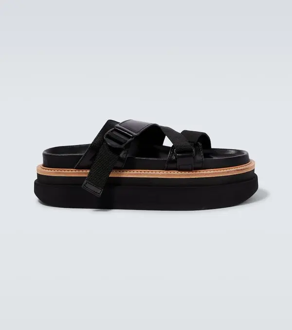 Buy Sacai Hybrid Belt Platform Sandals - Black At 78% Off