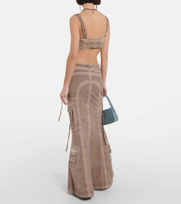 Blumarine Denim Crop Top - Grey