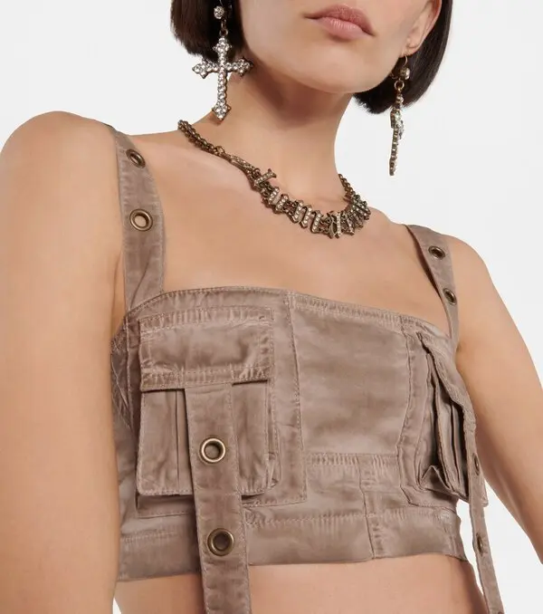 Blumarine Denim Crop Top - Grey