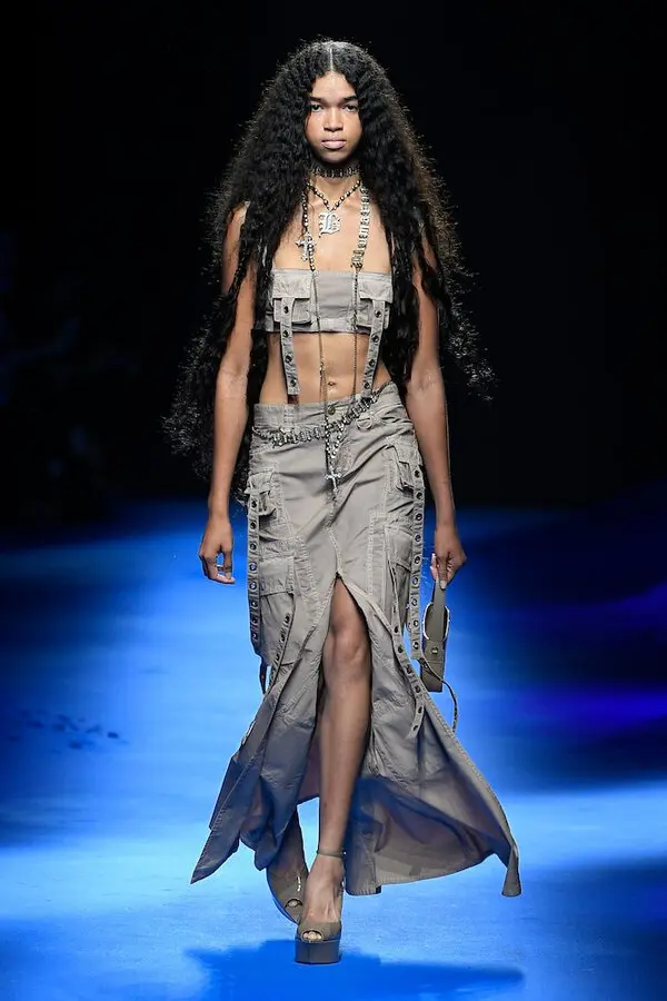 Blumarine Denim Crop Top - Grey