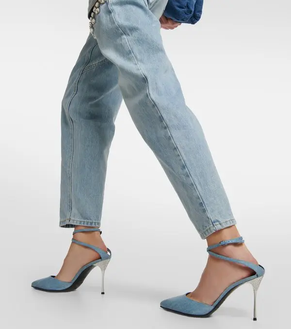 Area X Sergio Rossi Marquise Denim Pumps In Blue 50% Off
