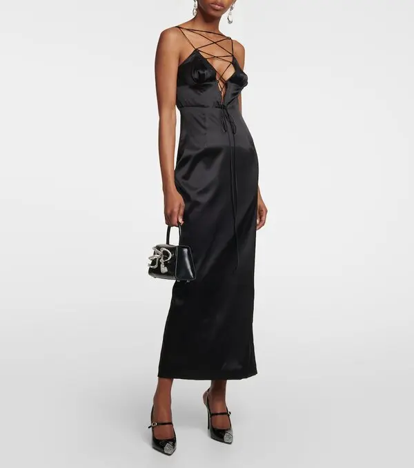 Alessandra Rich Silk-blend Satin Maxi Dress