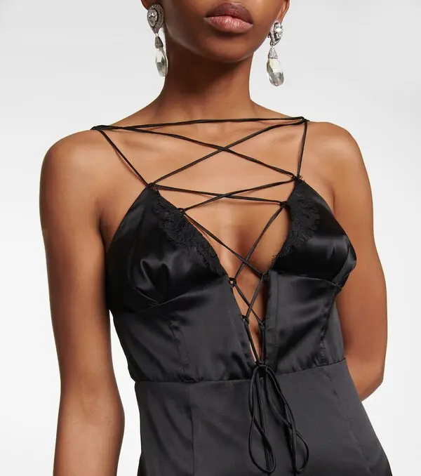 Alessandra Rich Silk-blend Satin Maxi Dress