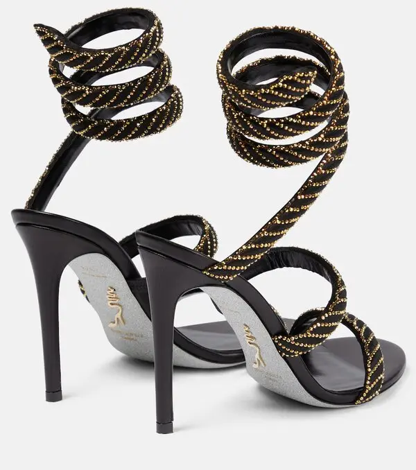 Rene Caovilla Braided Embellished Satin Sandals