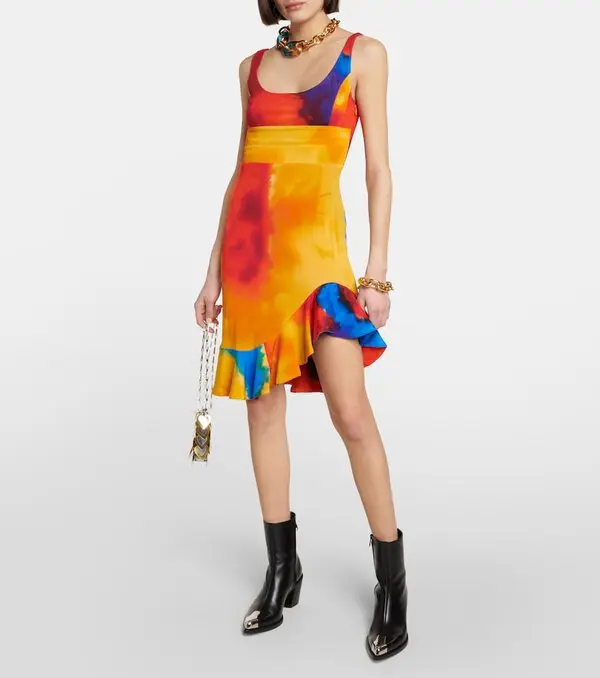 Rabanne Printed Asymmetrical Minidress - Multicoloured