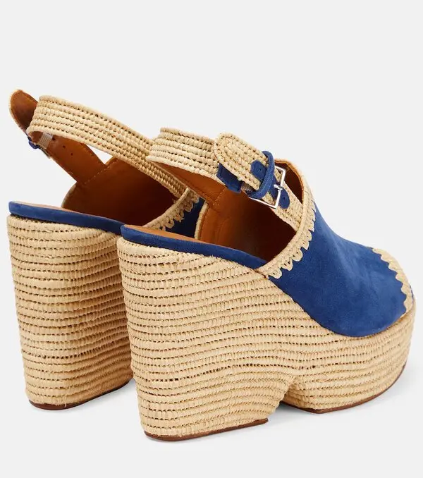 Clergerie Suede Wedge Sandals - Blue
