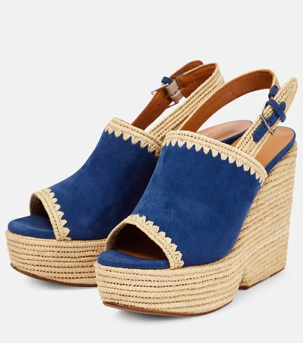 Clergerie Suede Wedge Sandals - Blue
