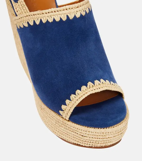 Clergerie Suede Wedge Sandals - Blue