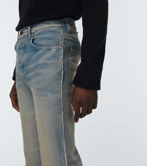 Amiri Distressed Embellished Denim Jeans