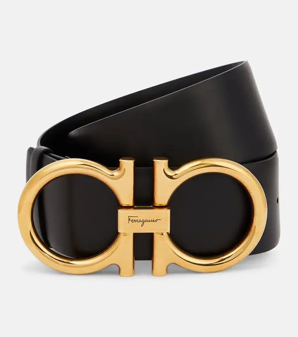 Salvatore Ferragamo Black and Yellow Leather Belt with Gold Gancini Buckle - New Reversible and adjustable Gancini belt - Women | Ferragamo main image 4