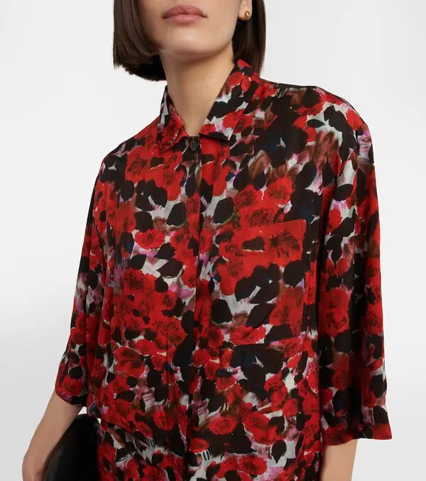Dries Van Noten Floral Shirt Dress In Multicoloured - 40% Off