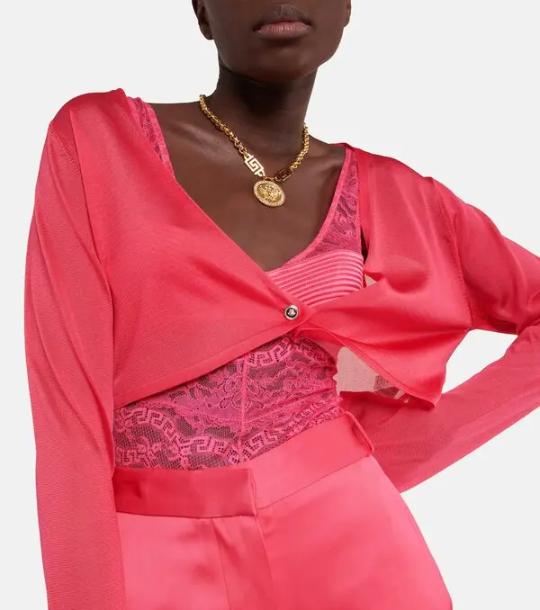 Versace Medusa Crop Cardigan - Pink