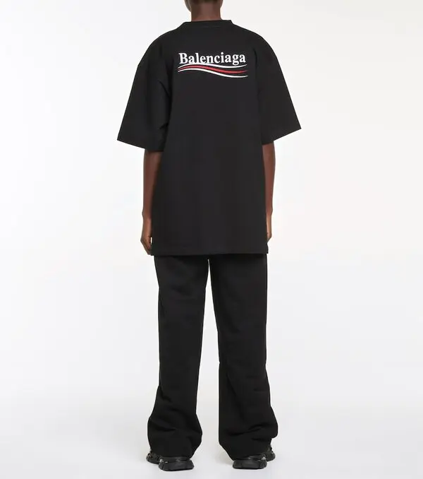 Balenciaga Logo Cotton T-shirt - Black